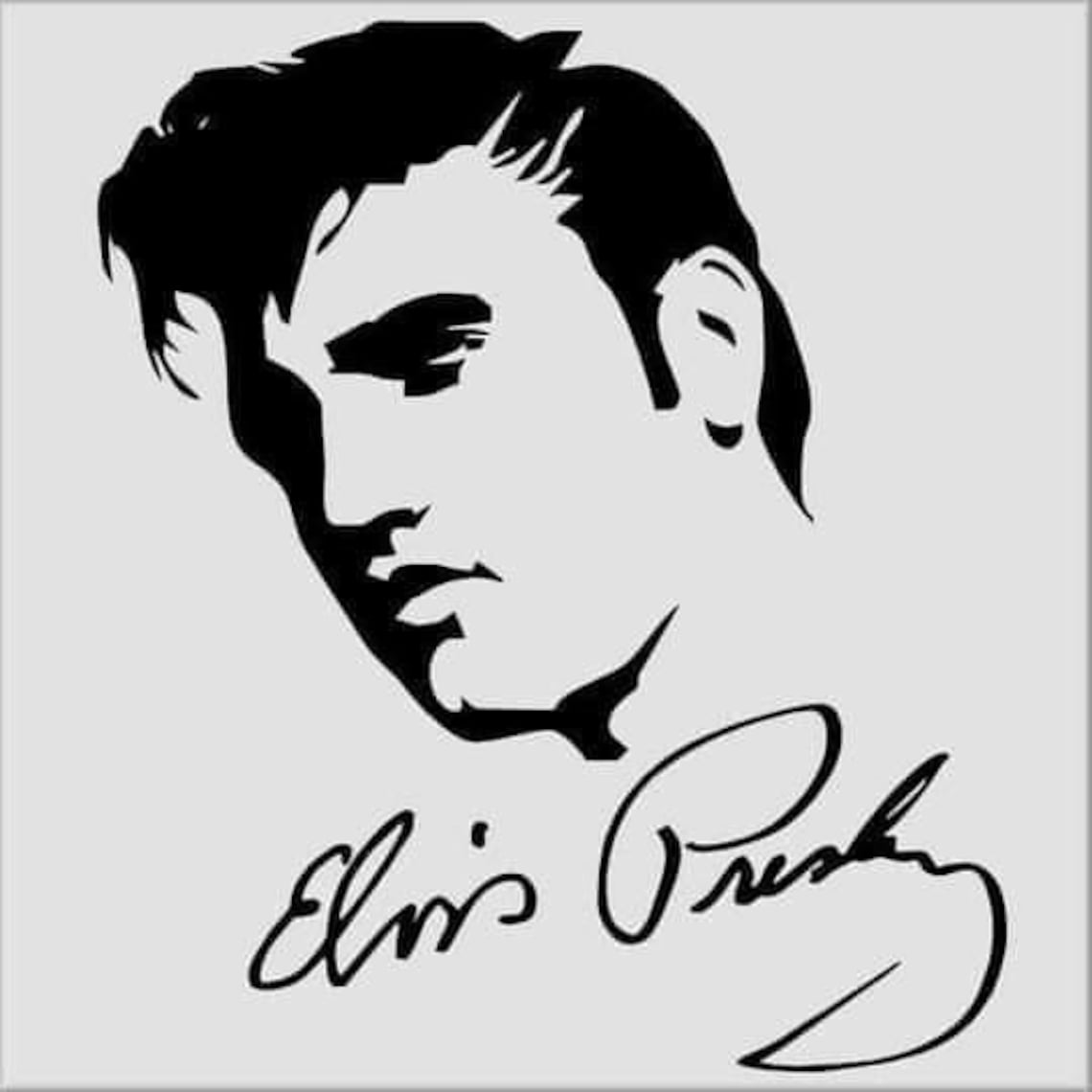 Elvis Outline With Signature Scalable Image Black and White Silohette ...