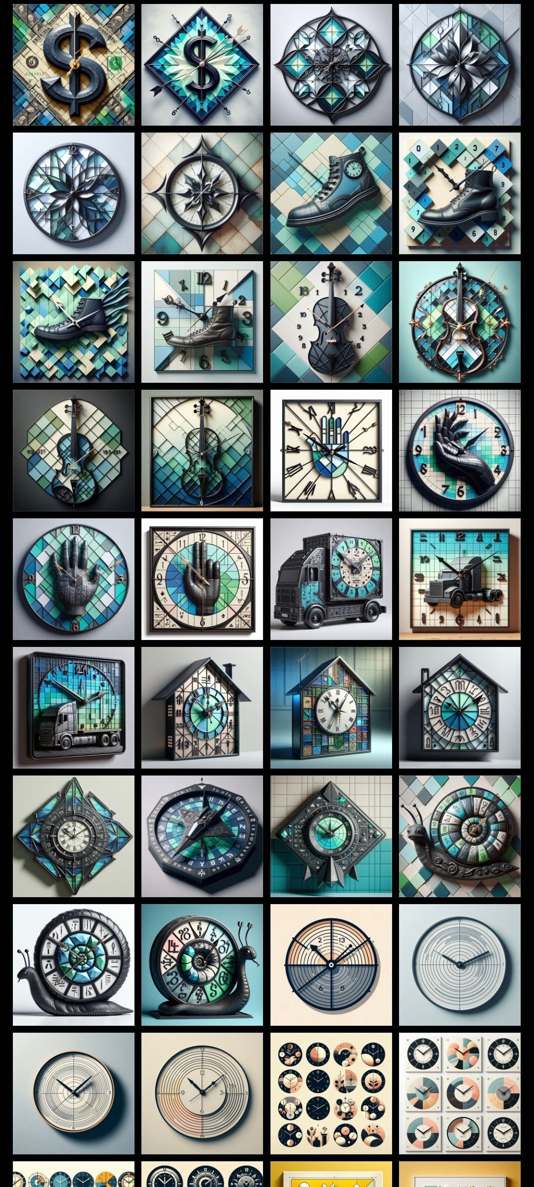 Enigmatic Clock Art Varied Clock Designs Snail Clock Dollar Clock ...