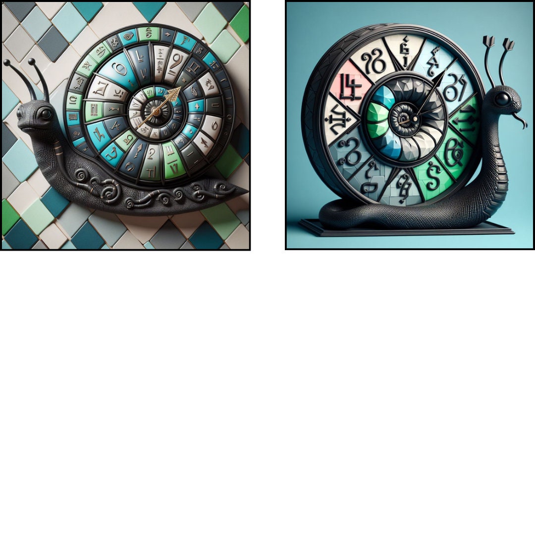 Enigmatic Clock Art Varied Clock Designs Snail Clock Dollar Clock ...