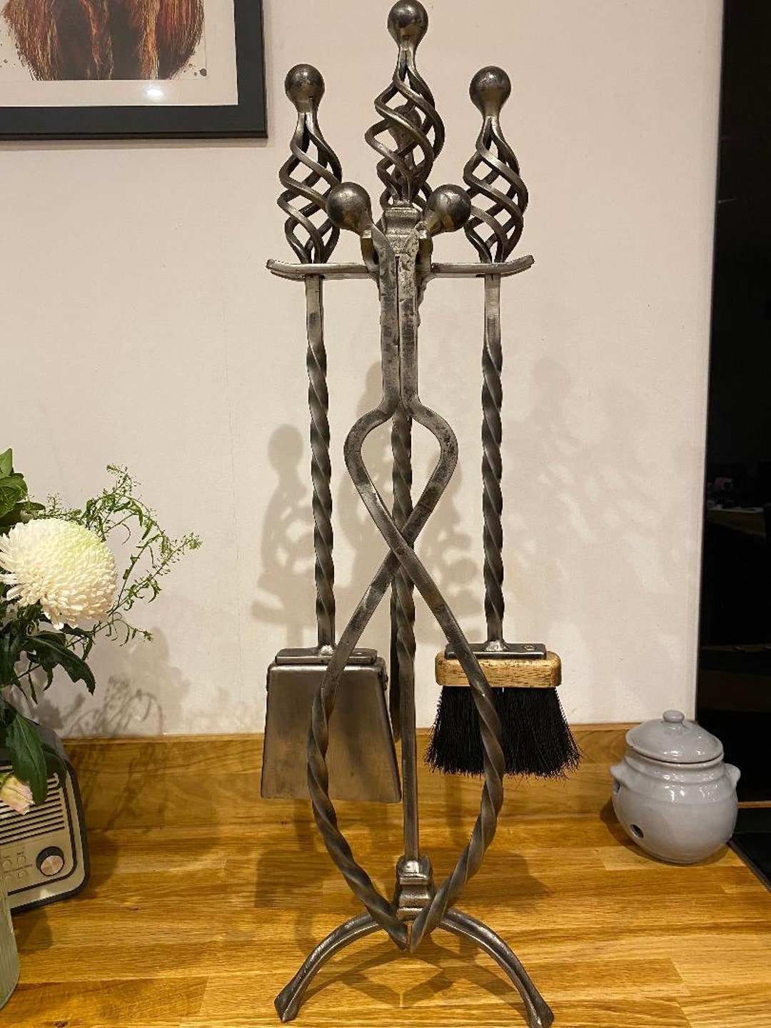 Wrought Iron Companion Set Complete With Poker, Brush , Ash Shovel and ...