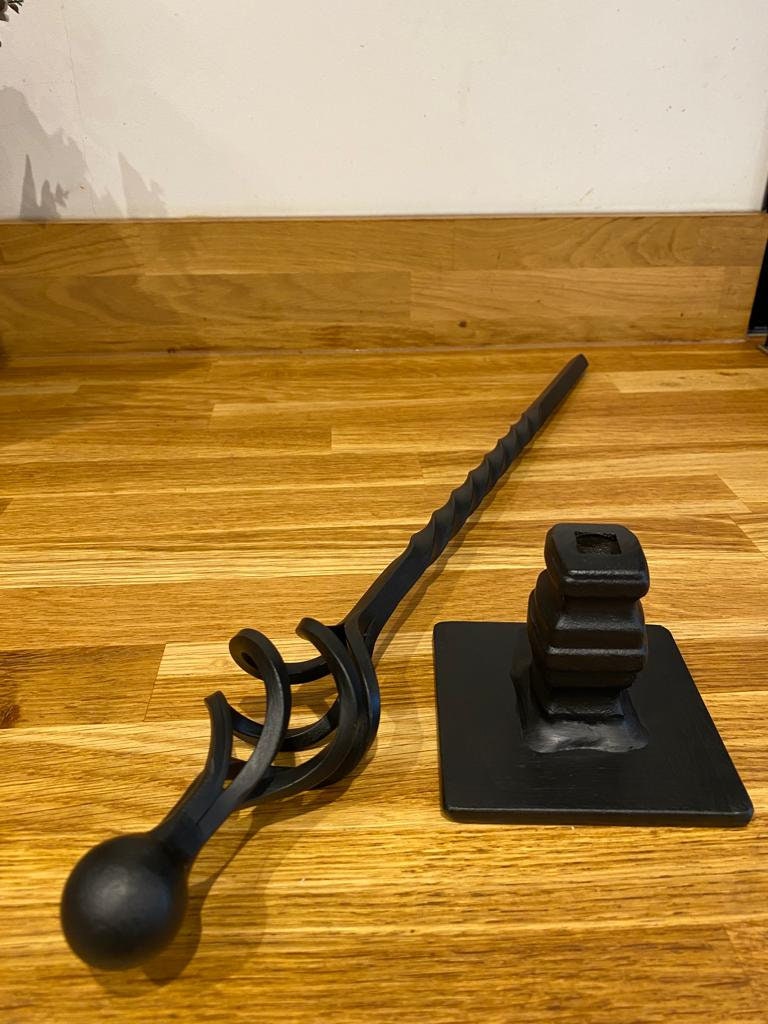 Hand Forged Wrought Iron Fire Poker With Stand - Etsy UK