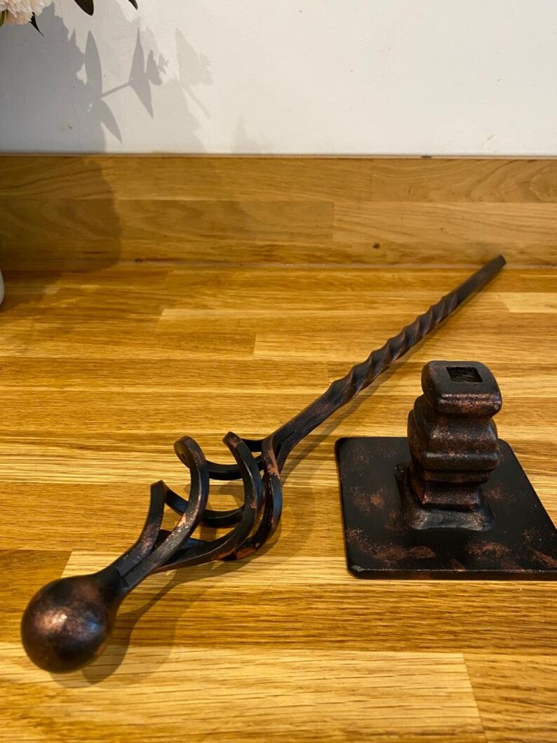 Hand Forged Wrought Iron Fire Poker With Stand - Etsy UK