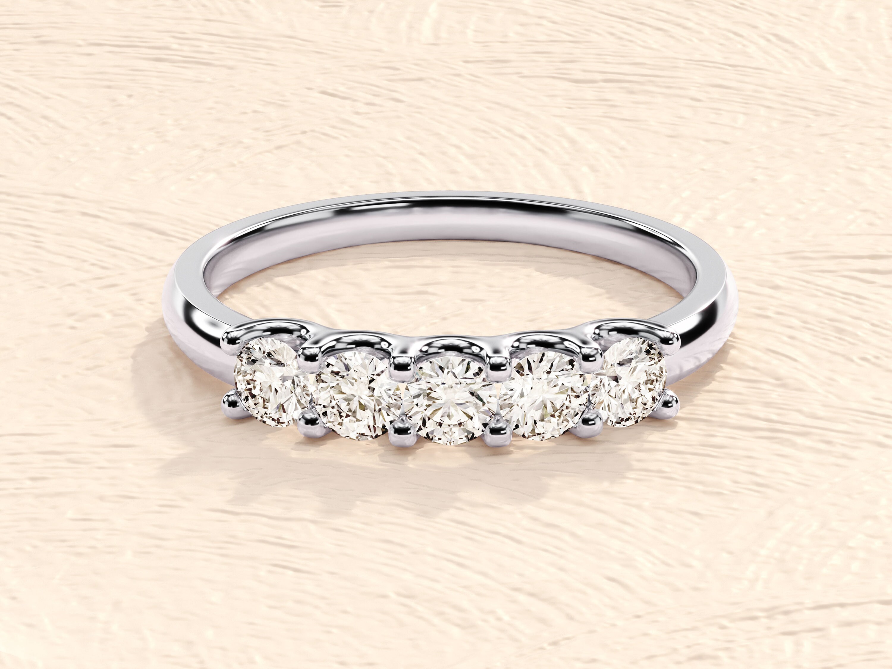 Prong Setting Five Stone Anniversary Band 0.50 Ct/ Five - Etsy