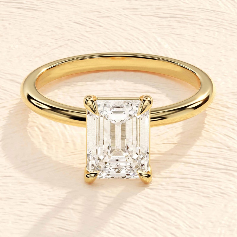 Emerald Cut Gold Ring - Etsy