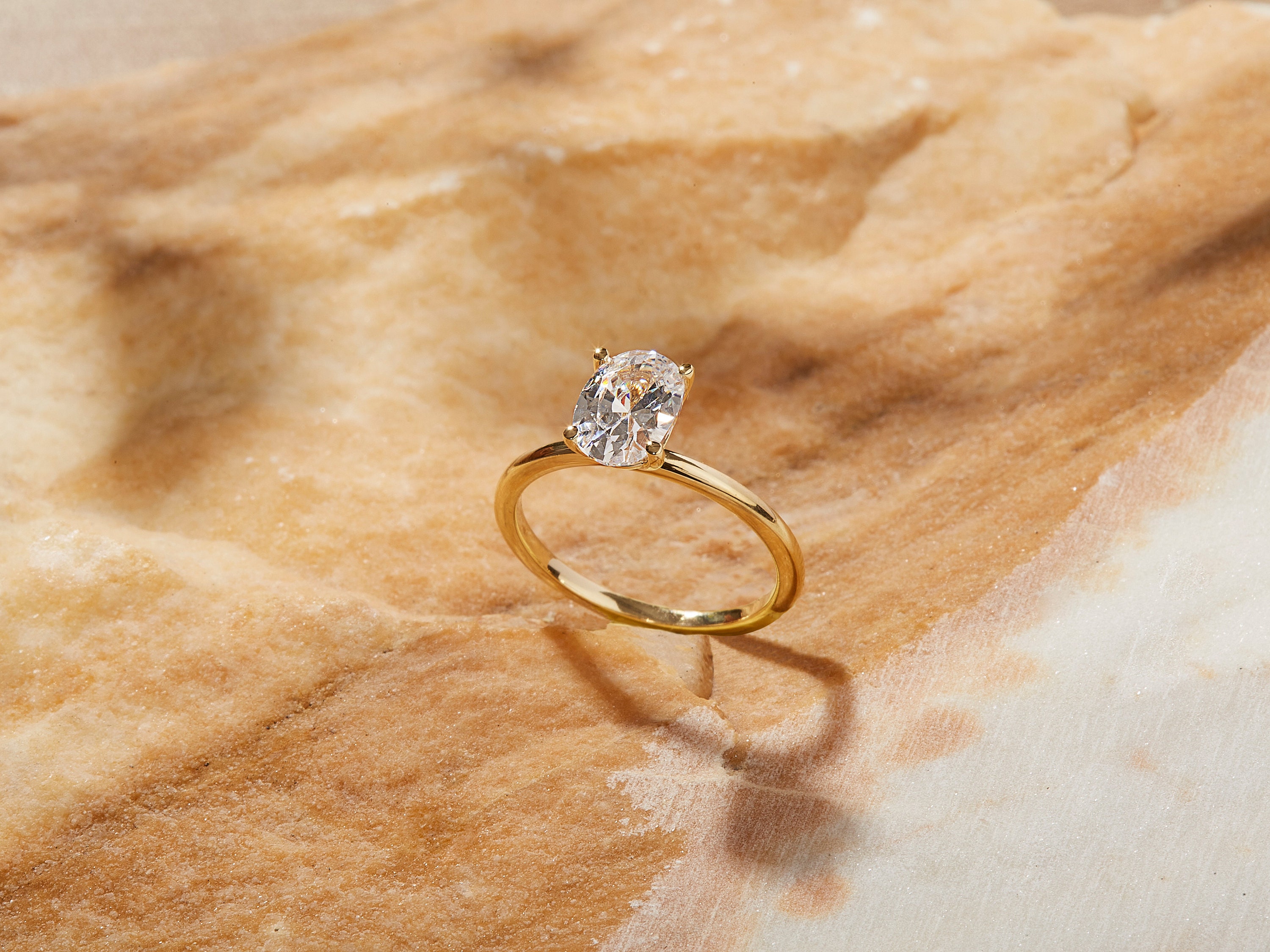 Oval Engagement Ring in 14k Solid Gold / 1 1.5 2 CT - Etsy