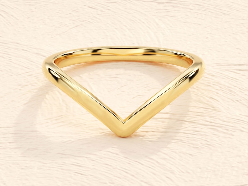 14k Solid Gold Plain Curved Wedding Ring / Plain Minimalist - Etsy