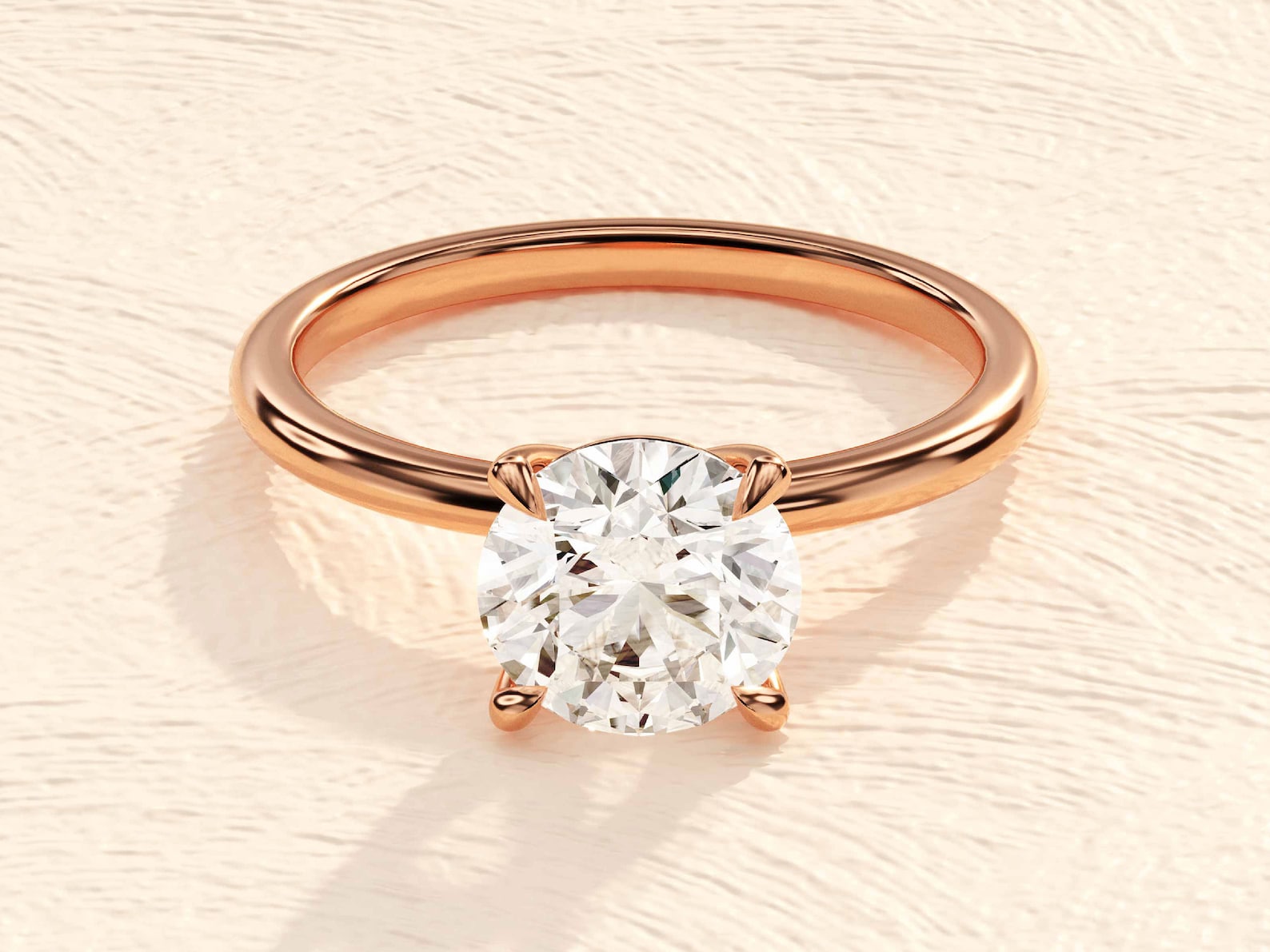 Round Engagement Ring in 14k Solid Gold / 1, 1.5, 2 CT Moissanite Engagement Rings / 4-prong ...