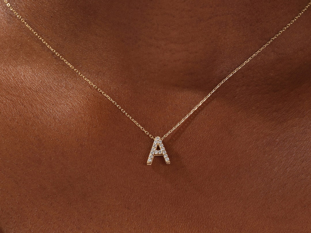 14k Gold Initial Necklace / Letter Necklace / Customizable Necklaces ...