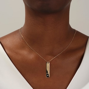 14k Gold Moissanite Name Tag Necklace / Customizable Name Tag Necklace ...