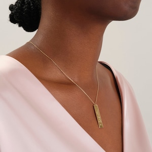 14k Gold Moissanite Name Tag Necklace / Customizable Name Tag Necklace ...