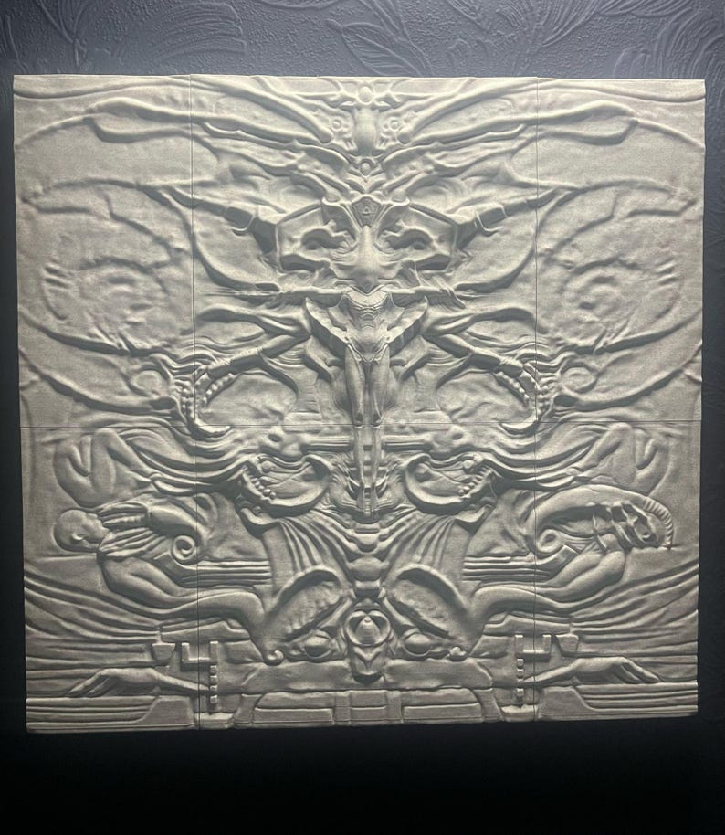 Aliens Mural Deacon Wall Art 3d Printed, White Marble Effect, Unique ...