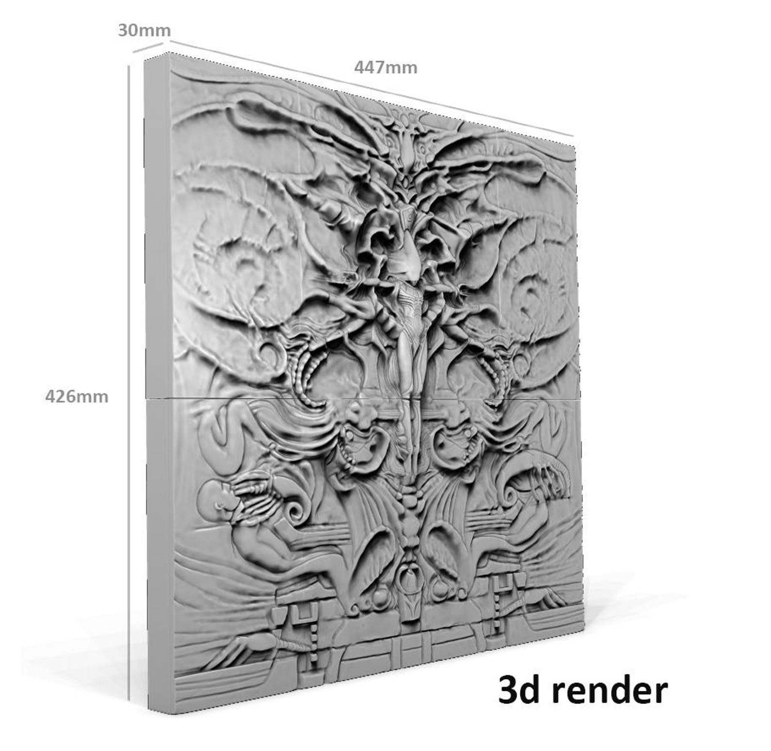 Aliens Mural Deacon Wall Art 3d Printed, White Marble Effect, Unique ...