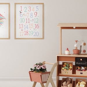 Colorful Numbers 1-20 & Alphabet Print, Rainbow Counting Poster ...