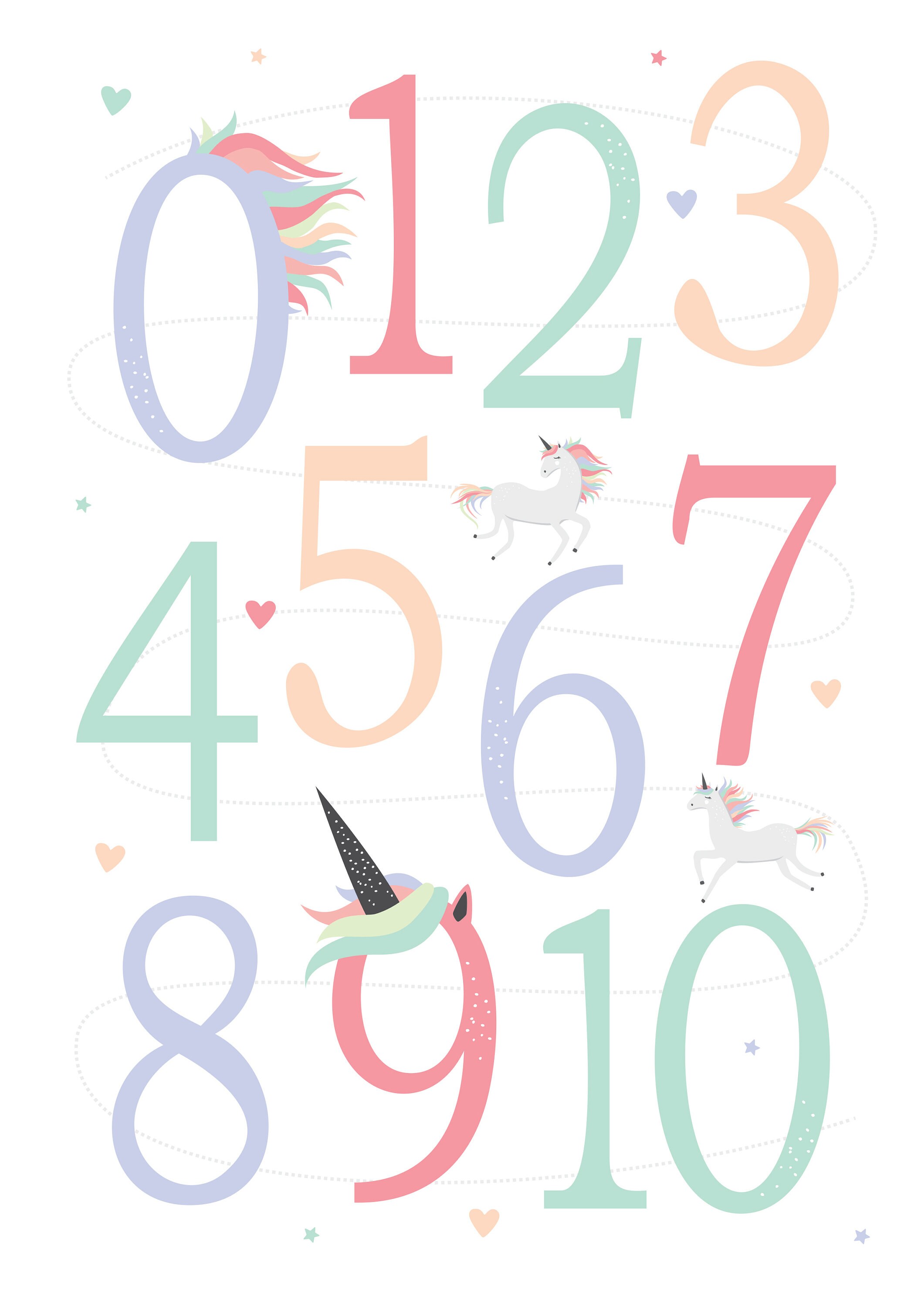 3 Unicorn ABC Numbers Poster Colorful Wall Decor Rainbow Education ...