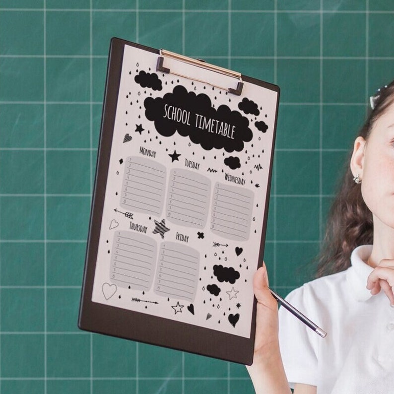 Printable School Timetable Black Girl Weekly Schedule Children Daily ...