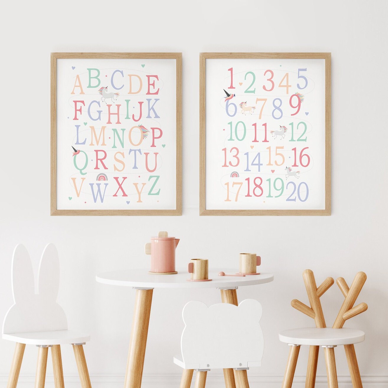 Colorful Numbers 1-20 & Alphabet Print, Rainbow Counting Poster ...