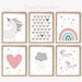 6 Posters Unicorn Colorful Rainbow Print Hearts Wall ART Wall Decor ...