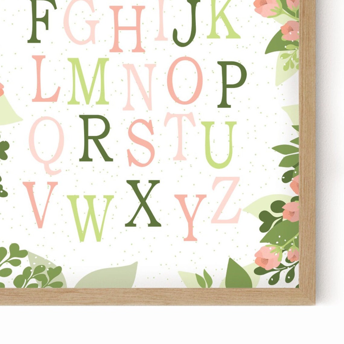 Floral Alphabet Poster ABC Print Kids Room Numbers Botanical Wall Art ...