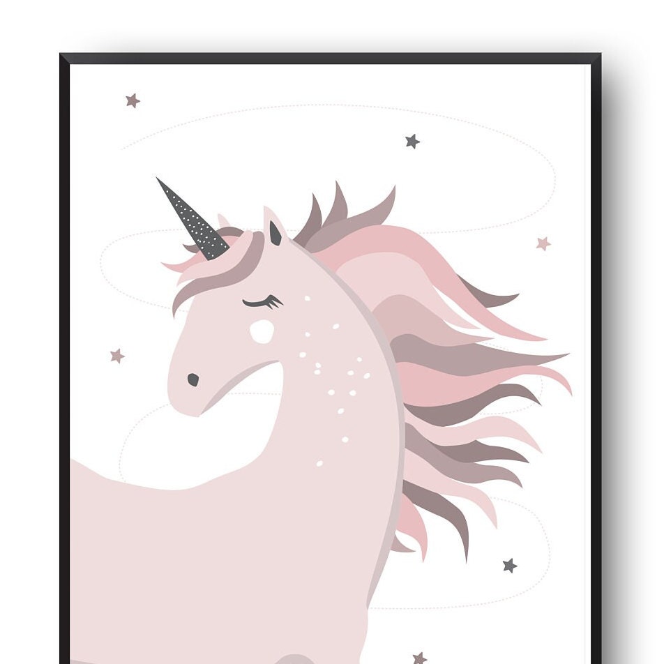 3 Unicorn ABC Numbers Poster Pink Wall Decor Education Print Nursery ...