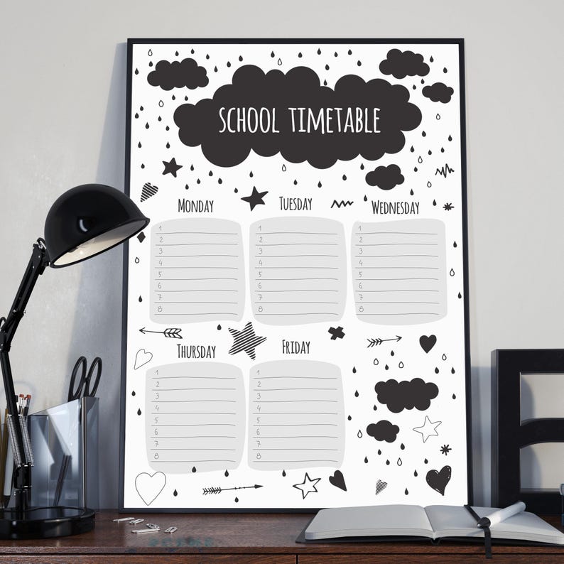 Printable School Timetable, Black Girl Weekly Schedule, Children Daily ...