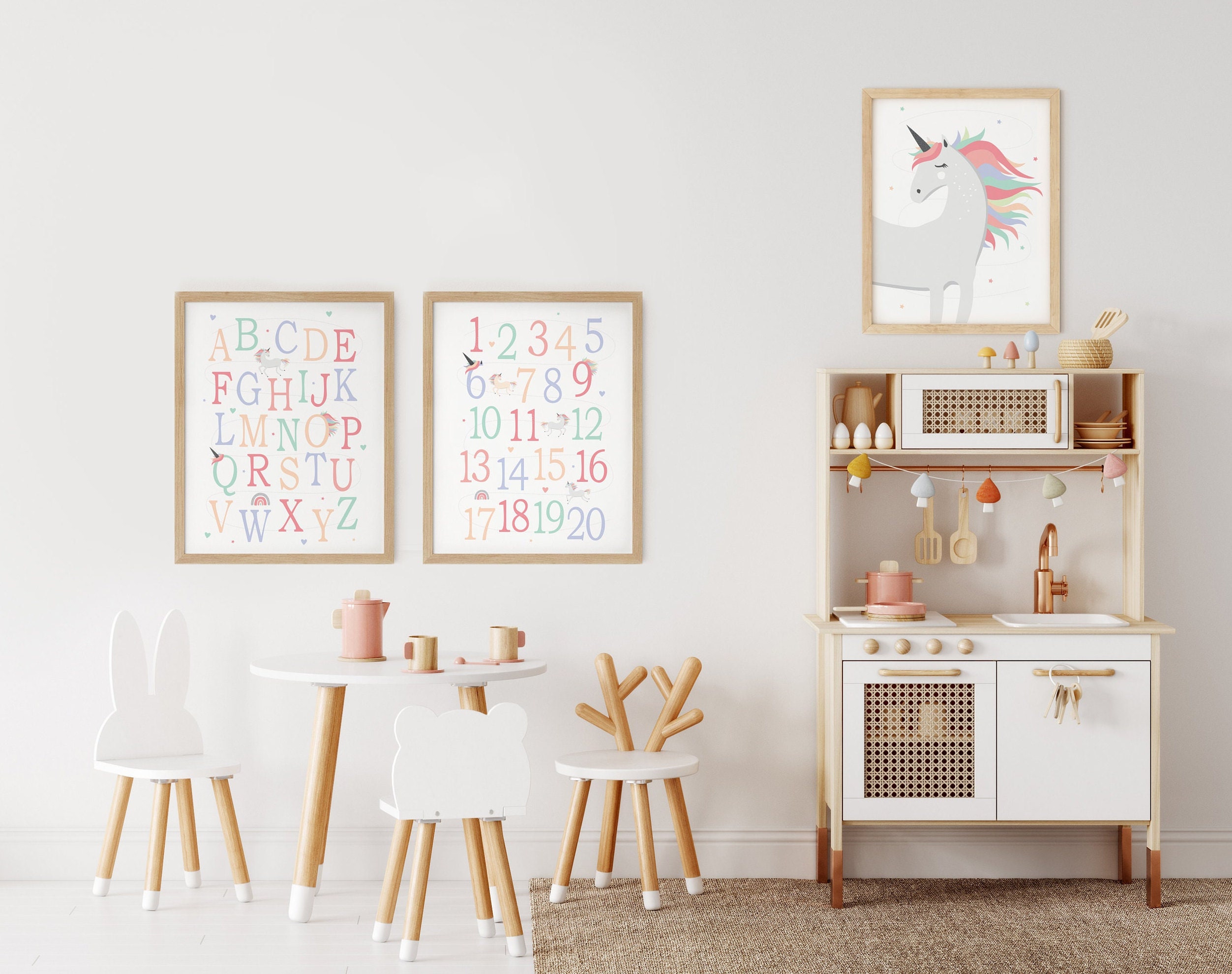 Colorful Numbers 1-20 & Alphabet Print, Rainbow Counting Poster ...