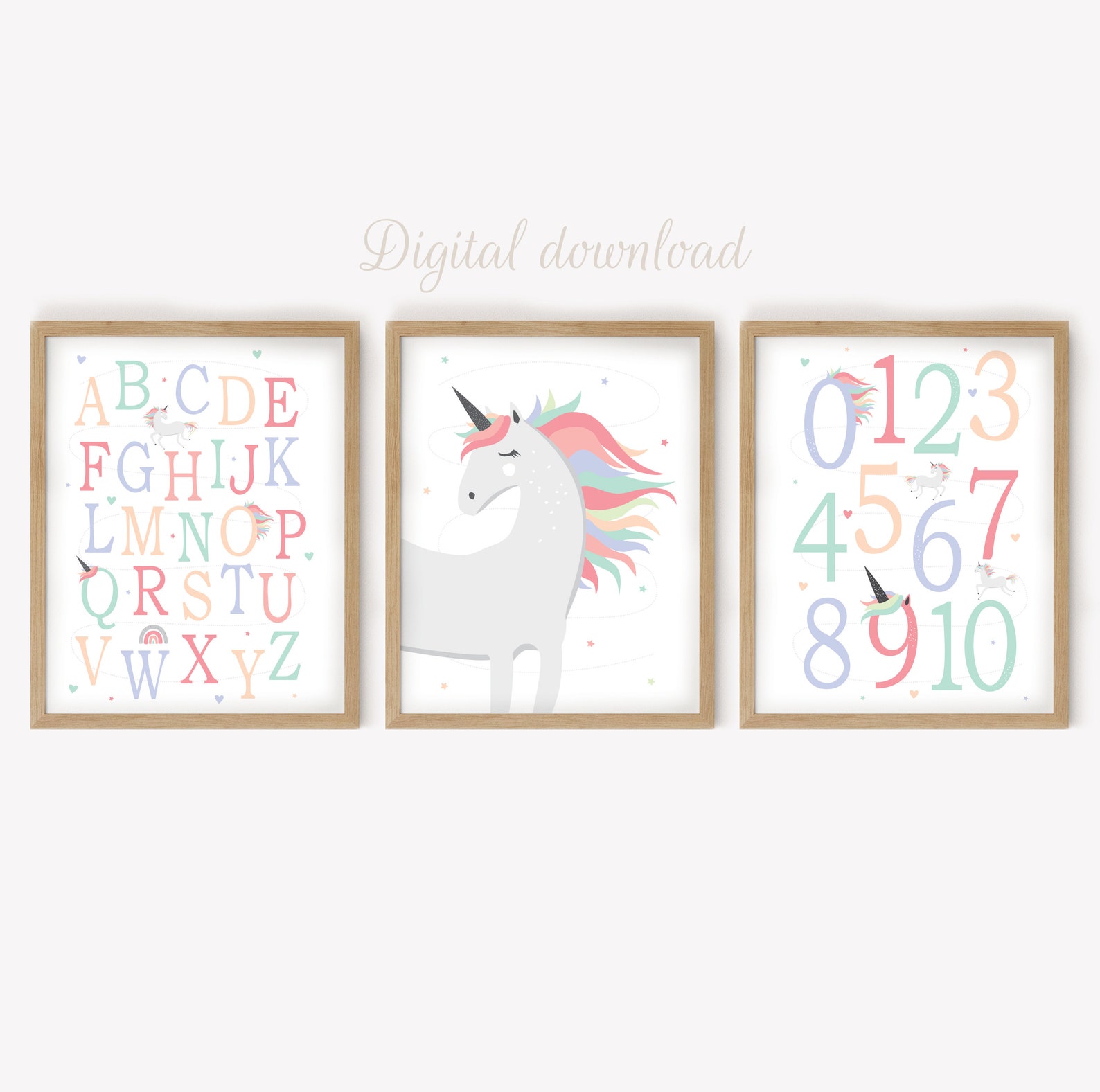 Cute UNICORN Poster Alphabet Printable ABC Learning Digital Files ...