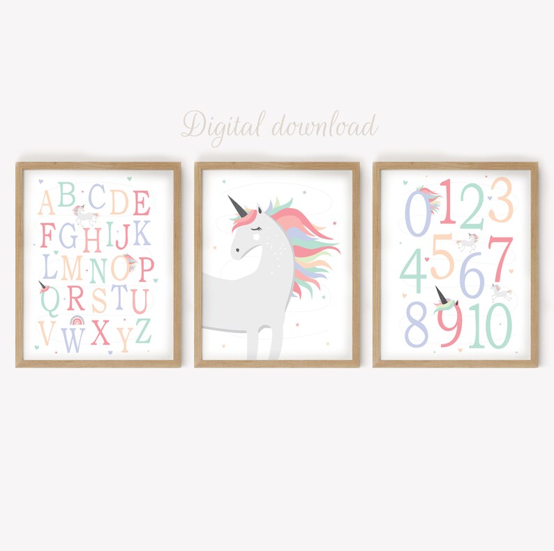 Cute UNICORN Poster Alphabet Printable ABC Learning Digital Files ...