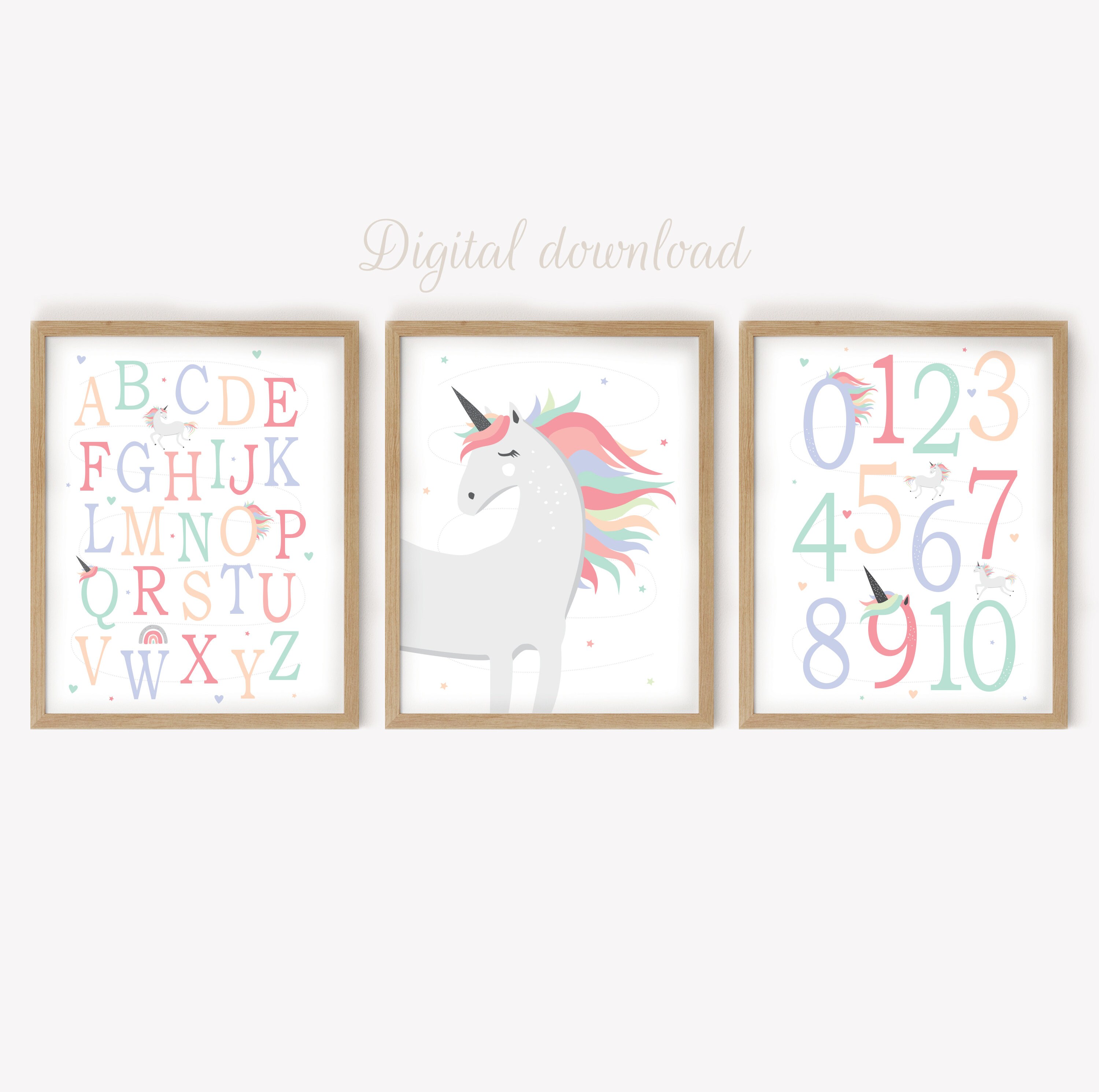 Cute UNICORN Poster Alphabet Printable ABC Learning Digital Files ...