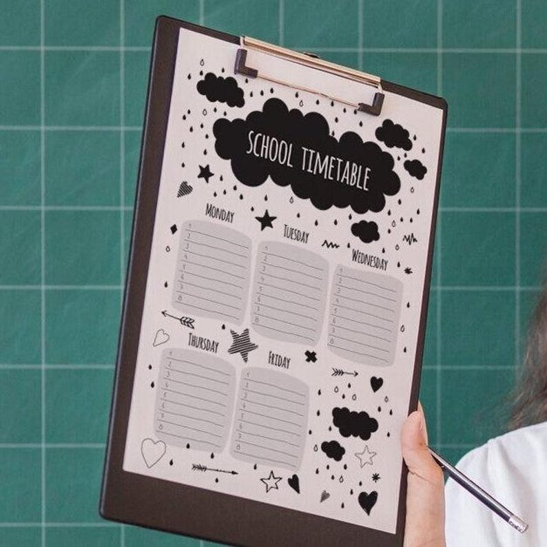 Printable School Timetable, Black Girl Weekly Schedule, Children Daily ...