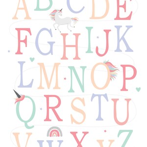 Cute UNICORN Poster Alphabet Printable ABC Learning Digital Files ...