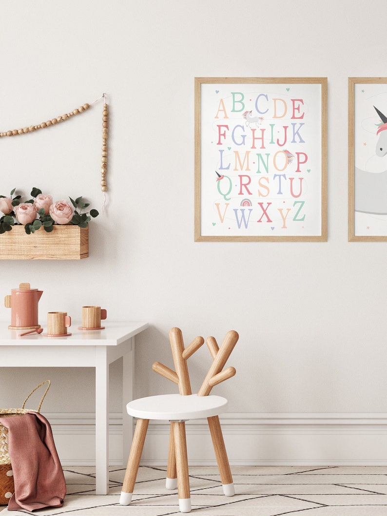 Colorful Numbers 1-20 & Alphabet Print, Rainbow Counting Poster ...