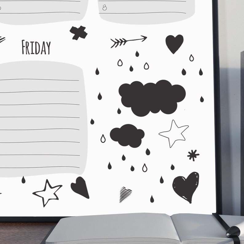 Printable School Timetable Black Girl Weekly Schedule Children Daily ...