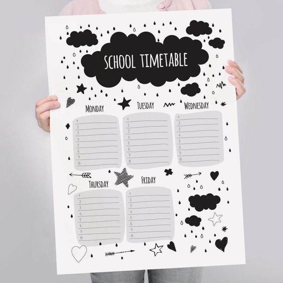 Printable School Timetable, Black Girl Weekly Schedule, Children Daily ...