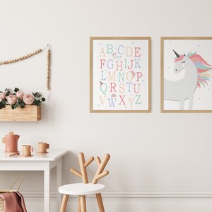 Cute UNICORN Poster Alphabet Printable ABC Learning Digital Files ...