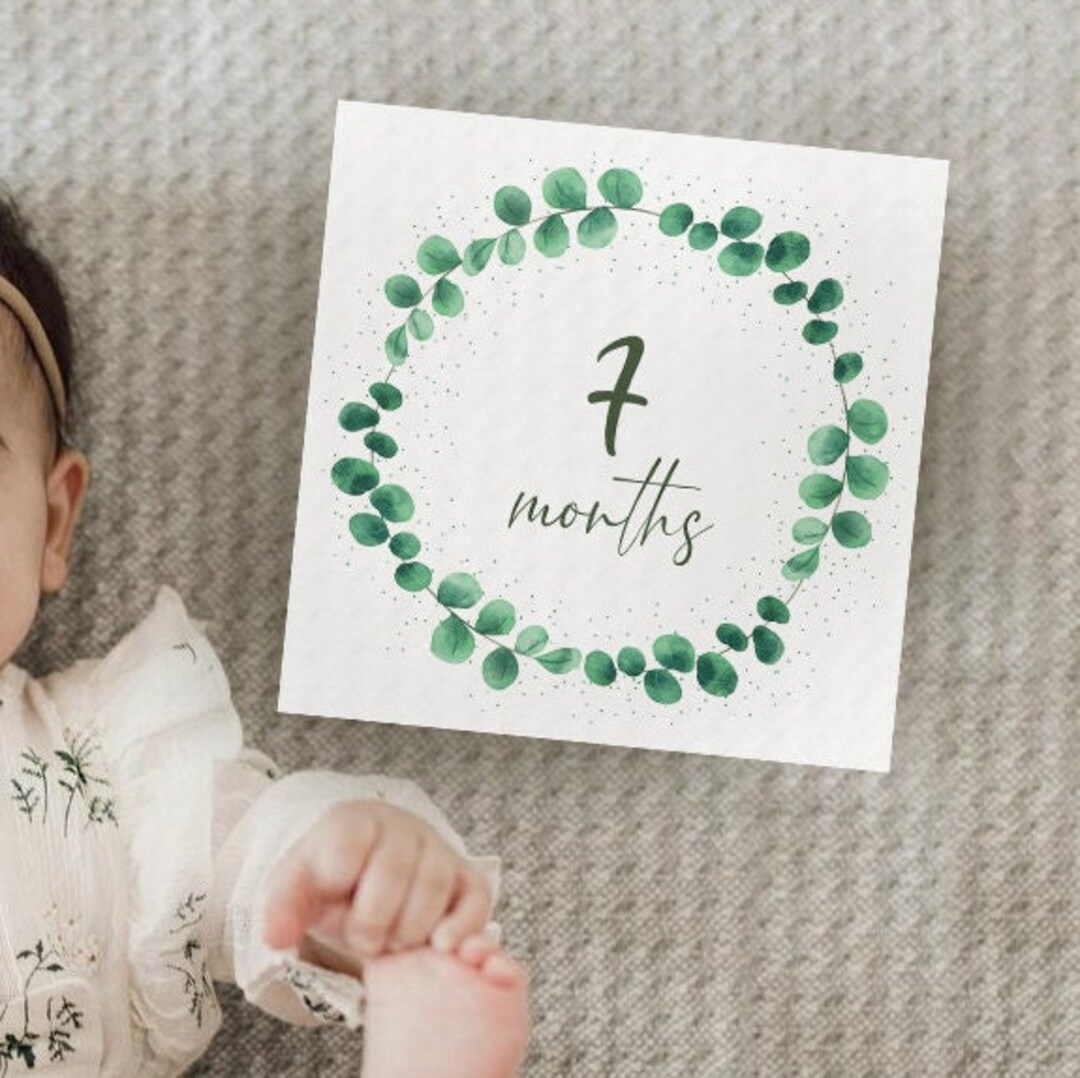 Set 1 12 Months Baby Milestone Cards, Eucalyptus Wreaths Printable ...