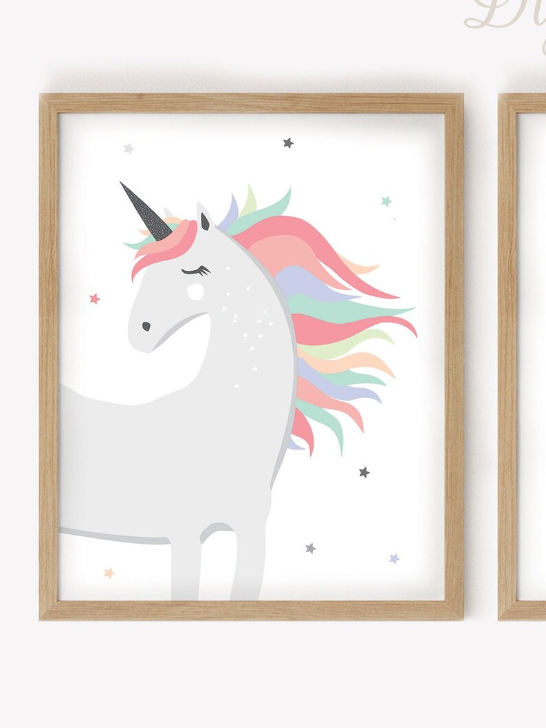 3 Colorful Posters Unicorn Rainbow Heart Illustration Picture Gift Girl ...