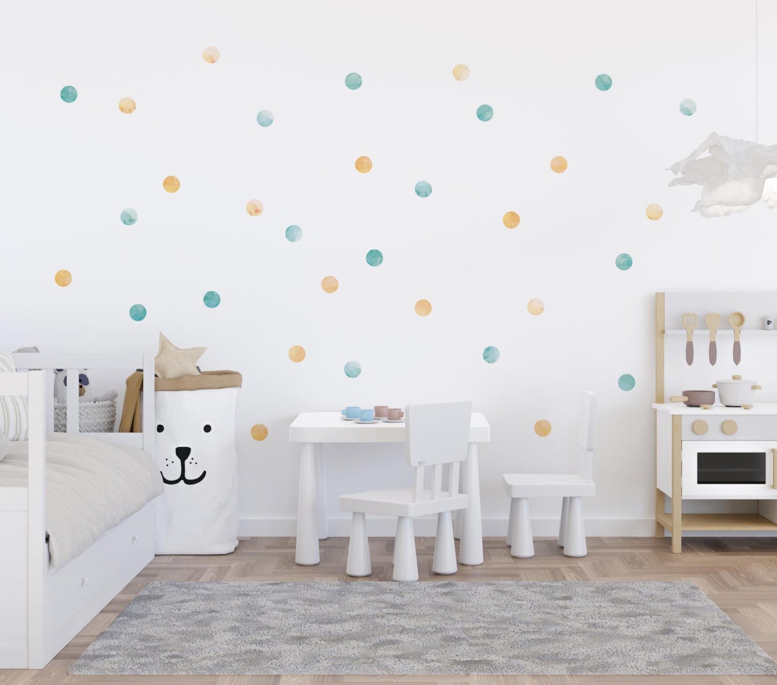 Polka Dot Wall Decals for Kids Room, Set of 54 Dots Nursery Stickers ...