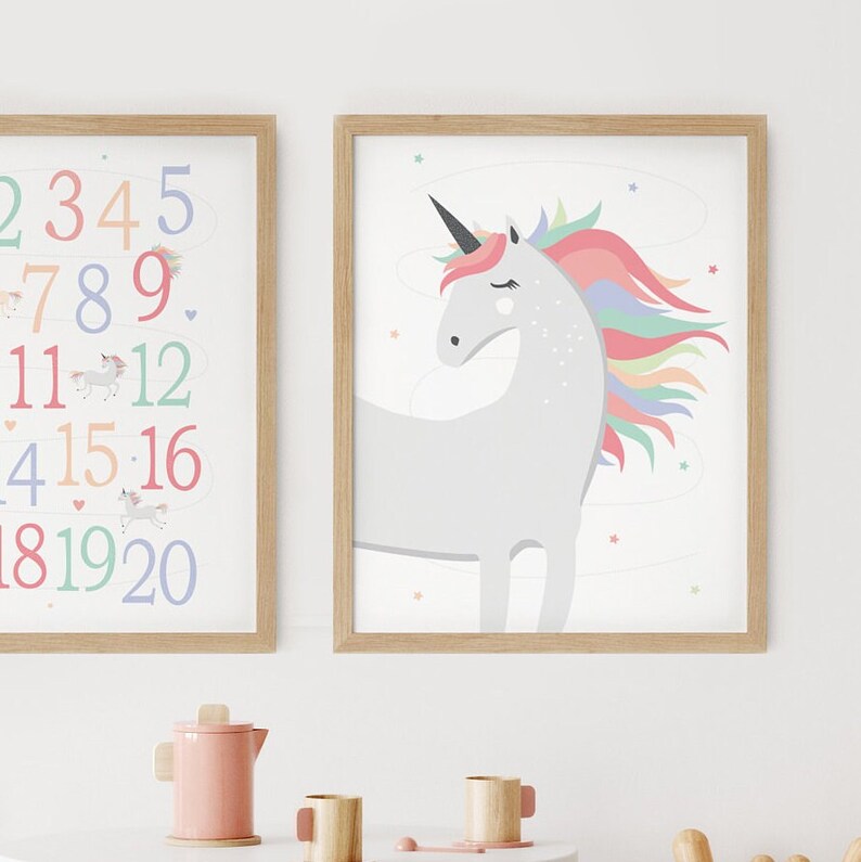 Colorful Numbers 1-20, Uncorn Print, Rainbow Counting Poster, PRINTABLE ...