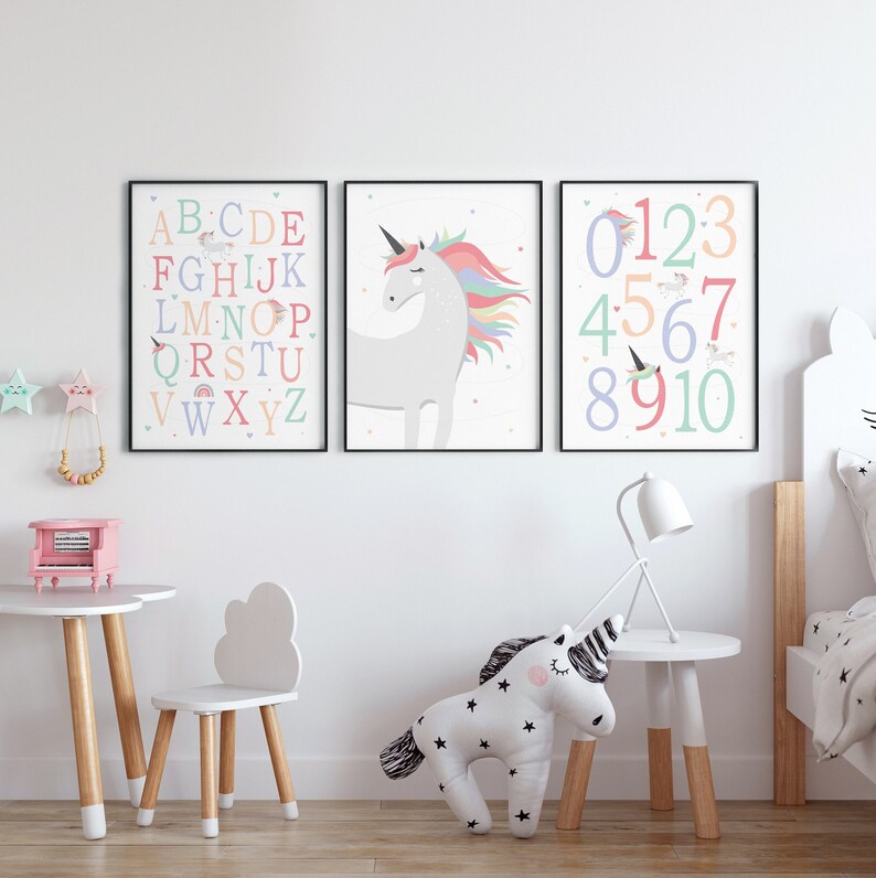 Cute UNICORN Poster Alphabet Printable ABC Learning Digital Files ...