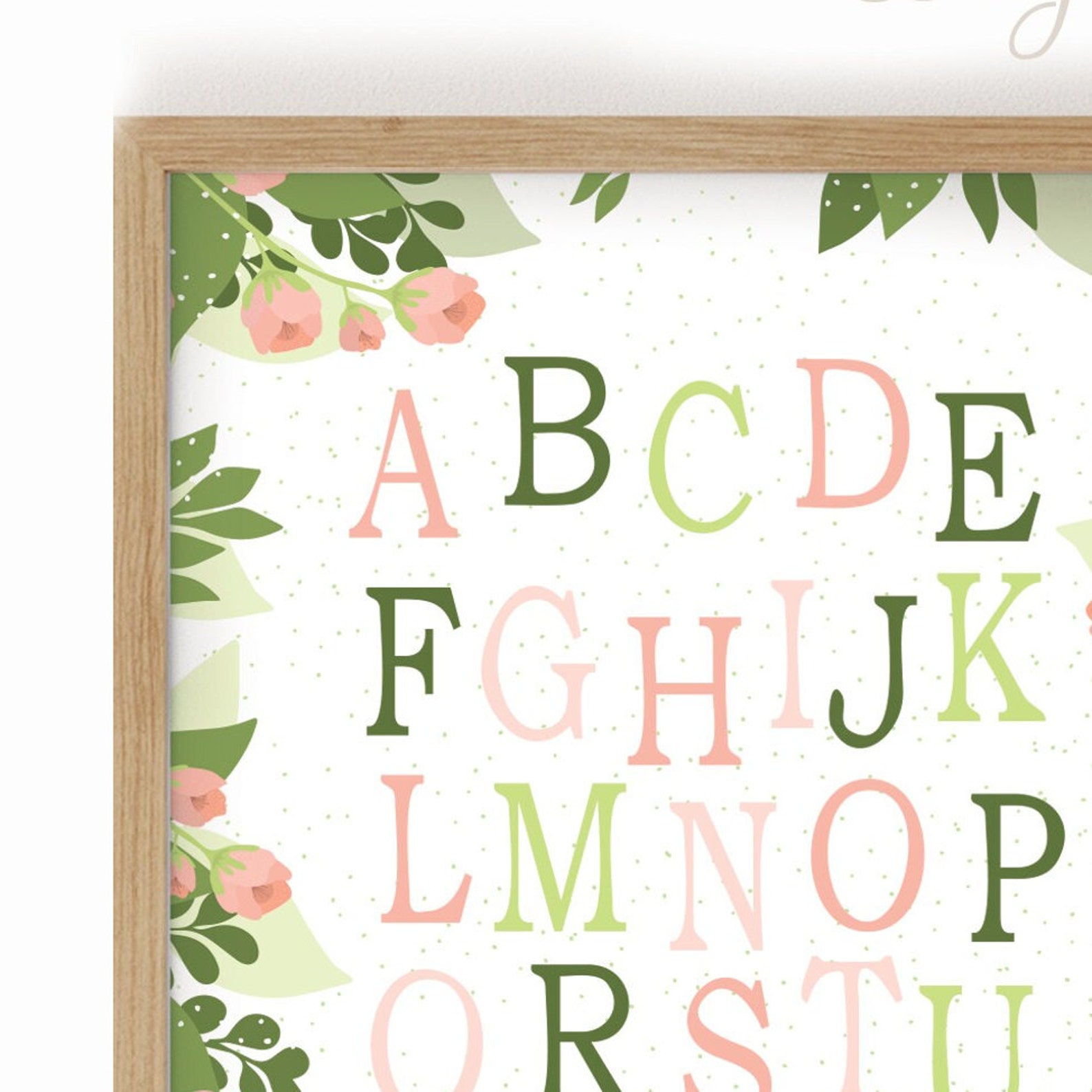 Floral Alphabet Poster ABC Print Kids Room Numbers Botanical Wall Art ...