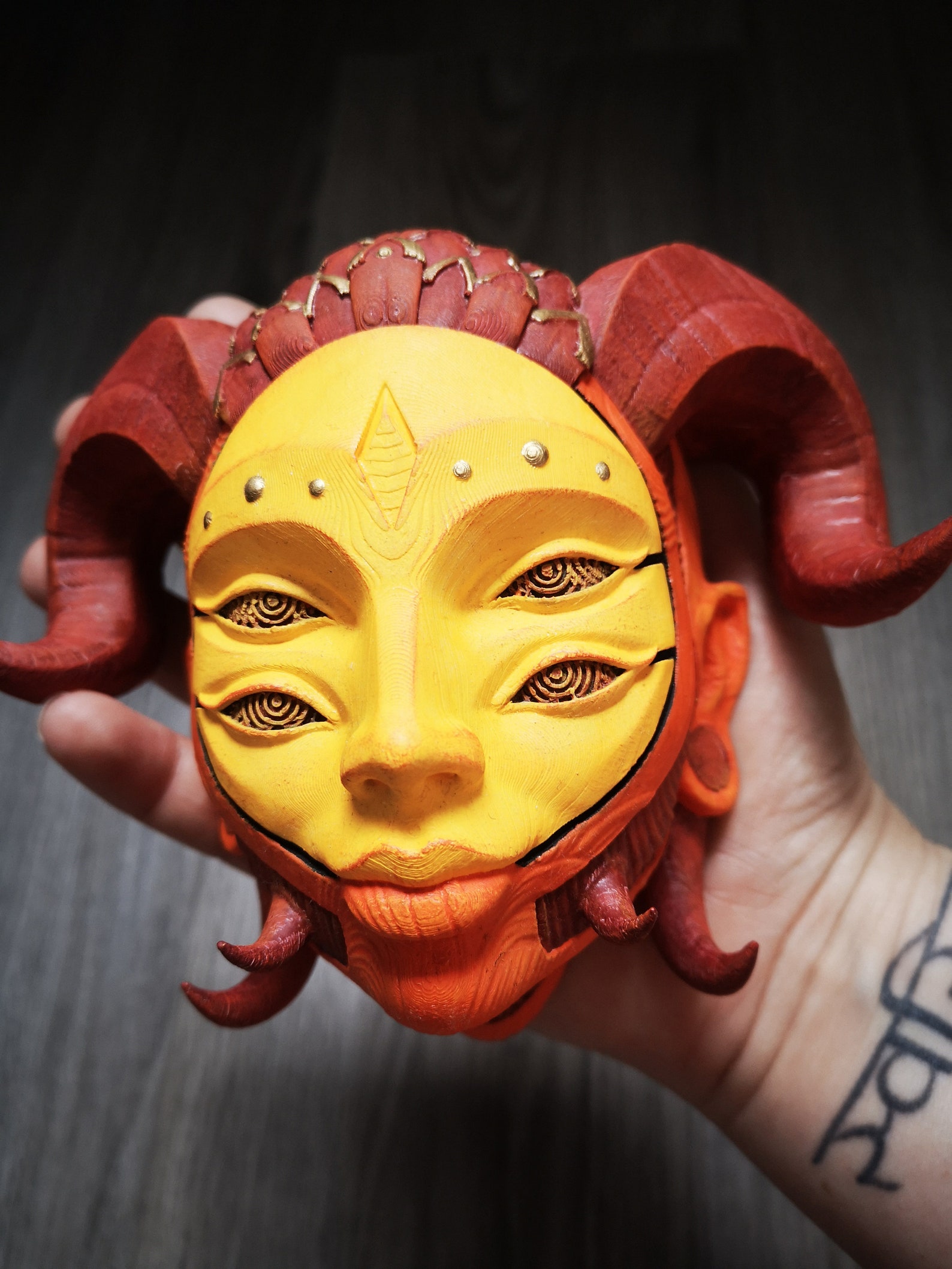 Hellequin Wall Mask , Handpainted Modern Decoration, Wall Relief - Etsy