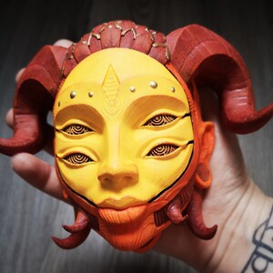 Hellequin Wall Mask , Handpainted Modern Decoration, Wall Relief - Etsy