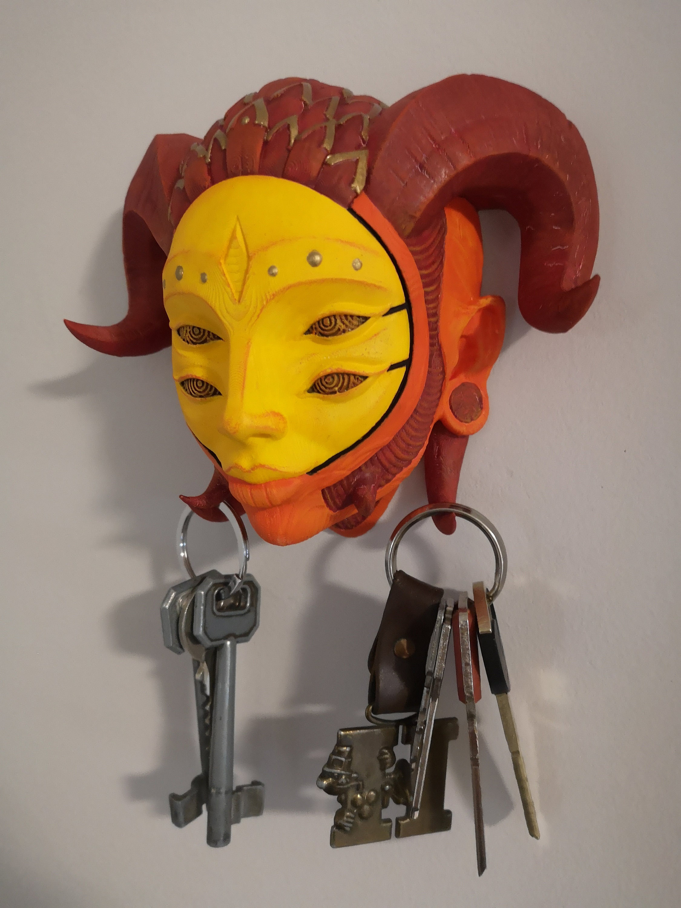 Hellequin Wall Mask , Handpainted Modern Decoration, Wall Relief - Etsy