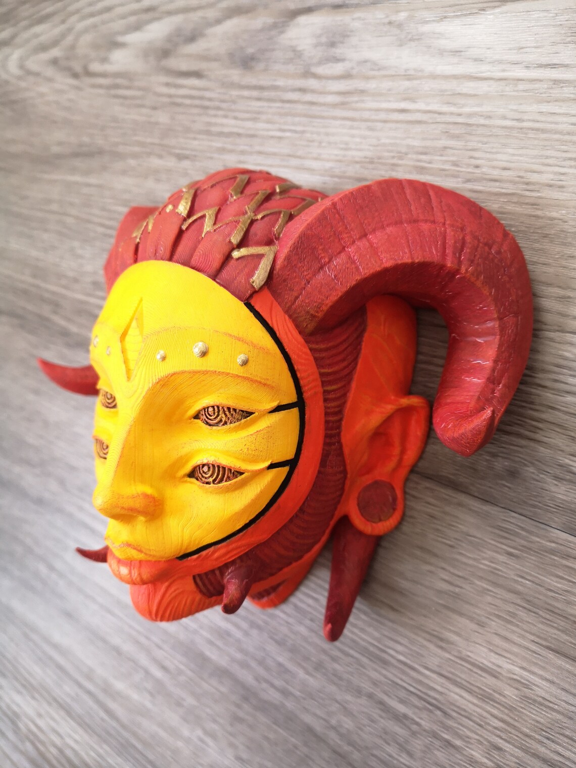 Hellequin Wall Mask , Handpainted Modern Decoration, Wall Relief - Etsy