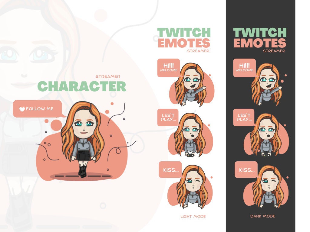 Twitch Streamer's Illustration illustration of Character 3 Emotes ...