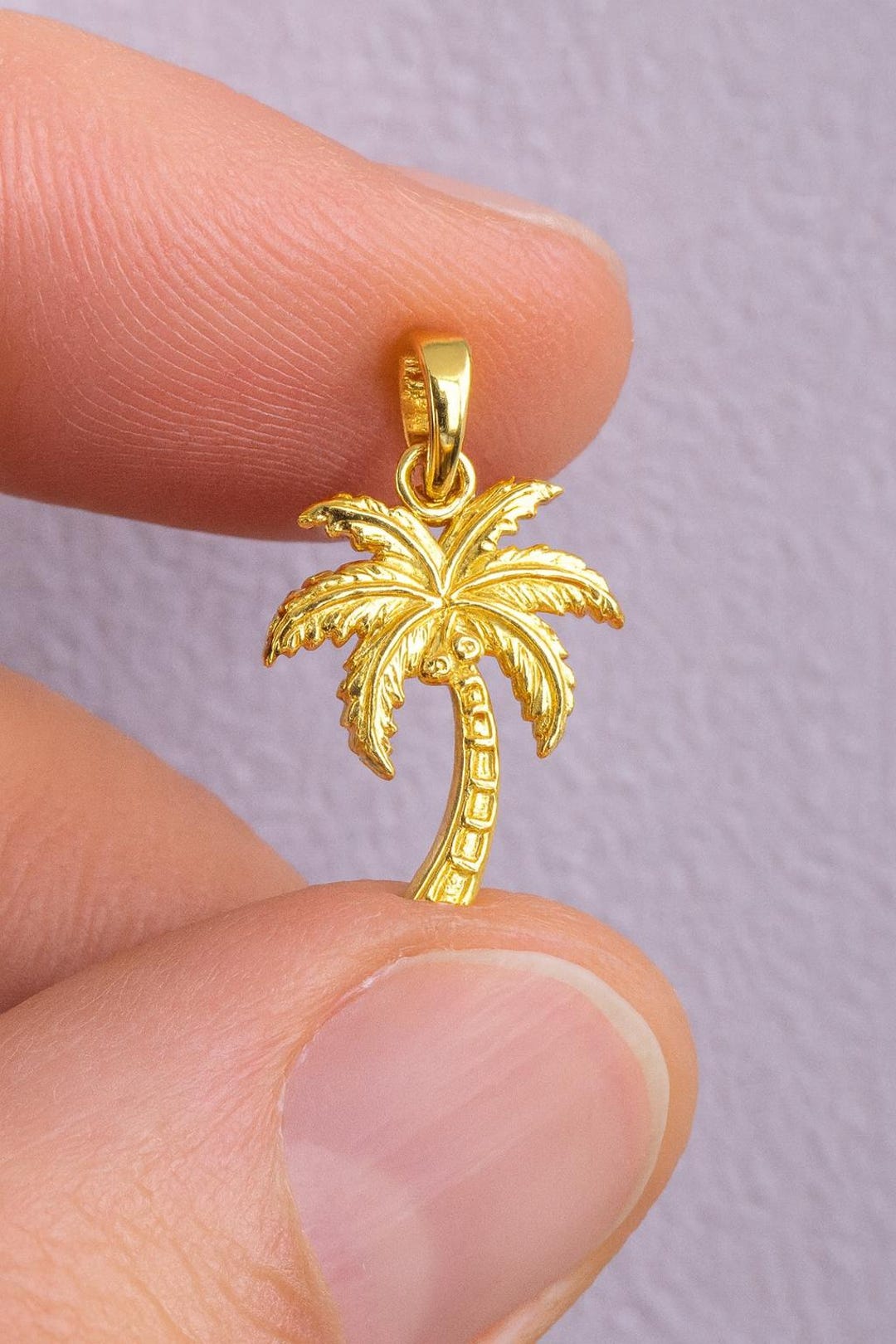 Solid Gold Palm Tree Pendant: 10K 14K Tropical Island Charm - Etsy