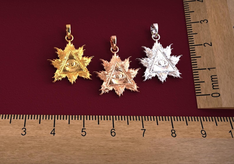 14K Solid Gold All Seeing Eye Pendant | Spiritual Illuminati Sun Charm ...