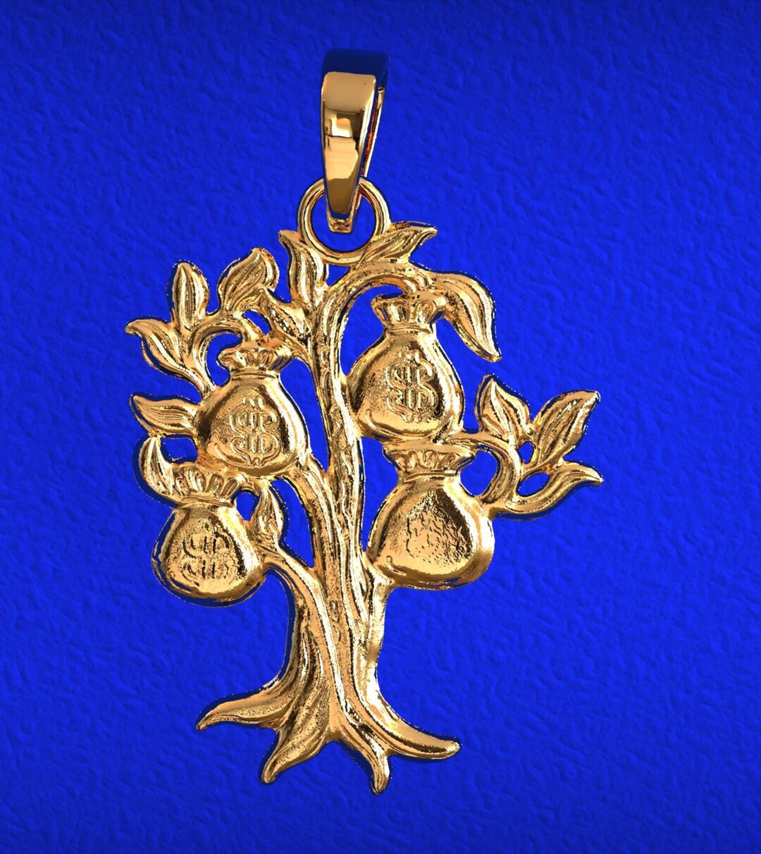 10K/14K Solid Gold Money Tree Pendant - Wealth & Prosperity Amulet - Etsy
