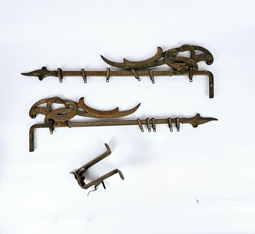 Antique Adjustable Swing Arm Curtain Rod Pair With One Bracket - Etsy