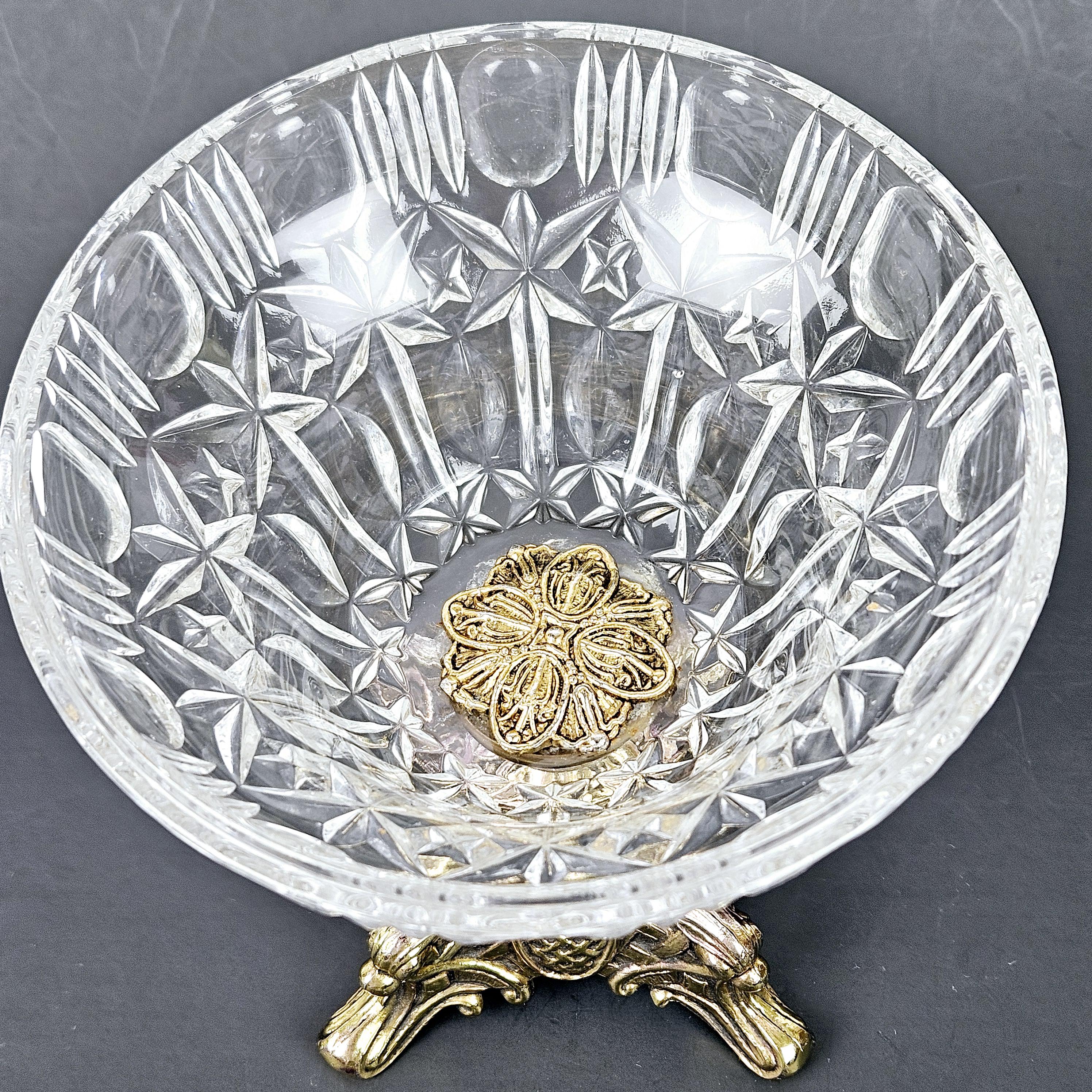 Vintage Glass Compote Bowl With Gold Tone Base - Etsy